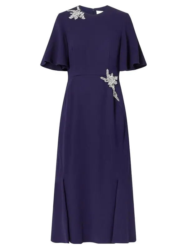Erdem Embellished Midi Dress - Navy
