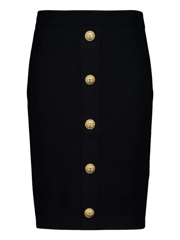 Balmain Button Detailed Pencil Skirt - Black