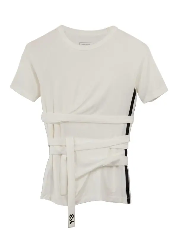 Y3 3-striped Drawstring T-shirt - White