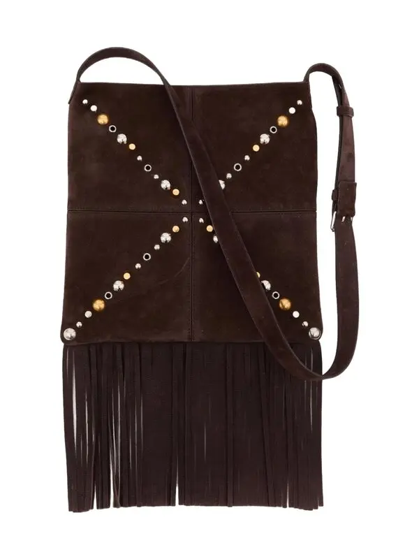 Valentino Garavani Crossbody Bag With Fringed Edge - Black