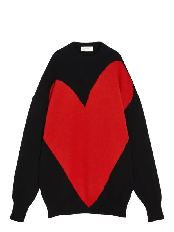 Sportmax Maxi Heart Intarsia Knitted Jumper - Black