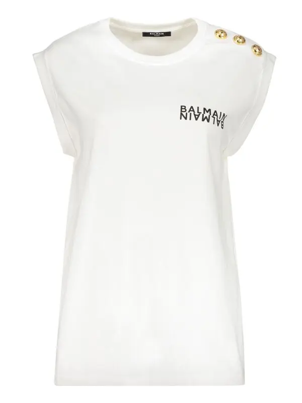 Balmain Logo Detailed Sleeveless Tank Top - White