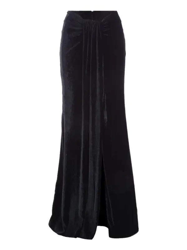 Blumarine Velvet Long Skirt With Slits - Black