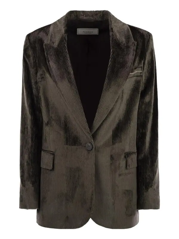Peserico Velvet Striped Blazer - Black
