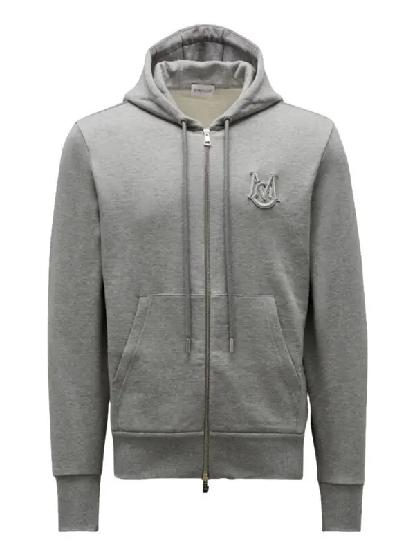 Moncler Monogram Zip-up Hoodie - Grey