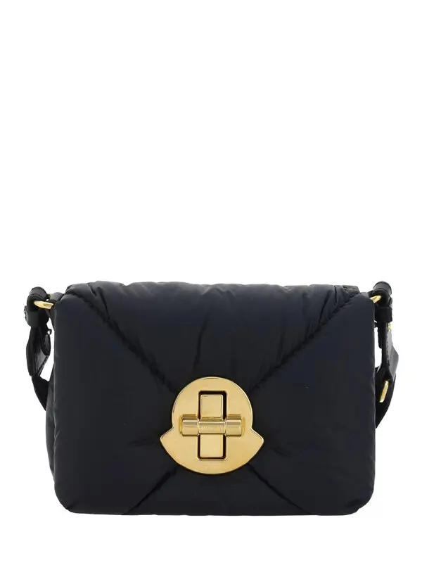Moncler Padded Quilted Crossbody Bag With Metal Buckle - Black