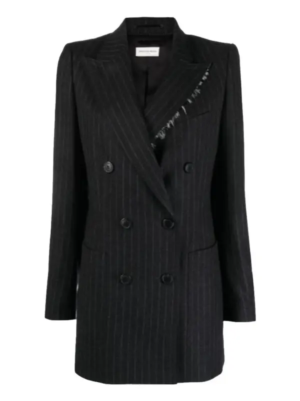 Dries Van Noten Double Breasted Striped Blazer - Black