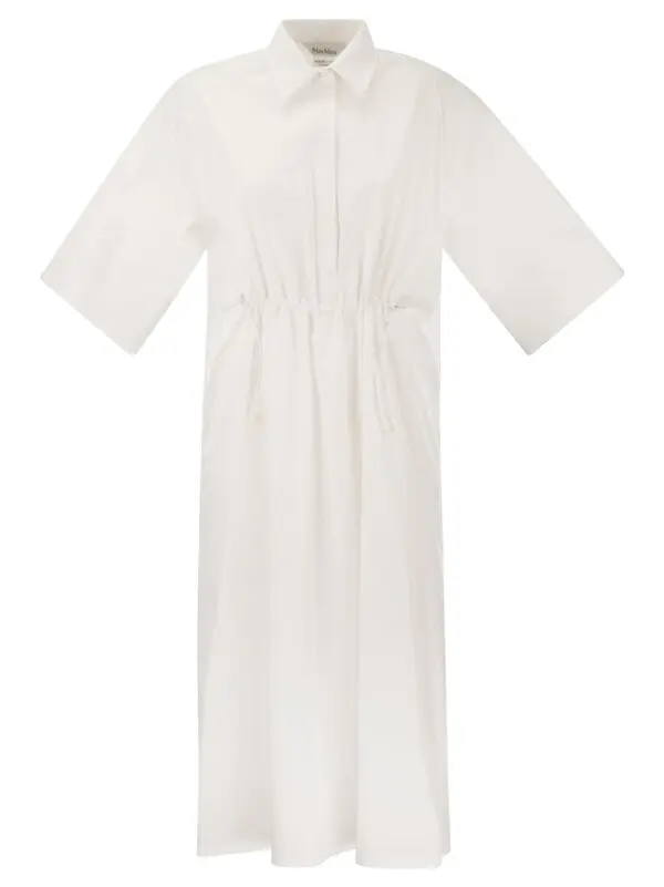 Max Mara Gathered Drawstring Dress - White
