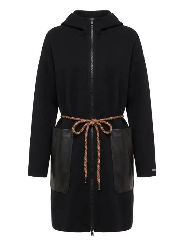 Sportmax Hooded Overcoat - Black