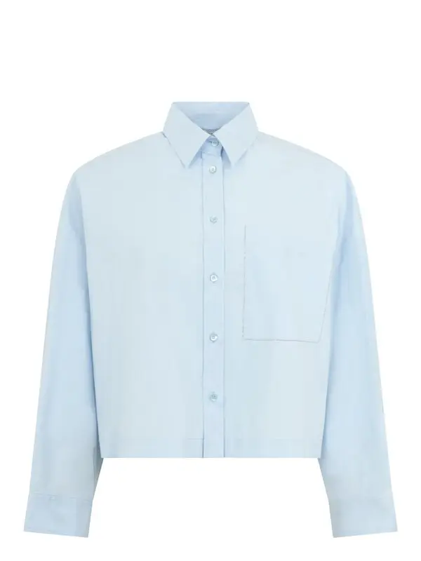 Peserico Cropped Pocket Shirt With Crystal Embellishment - Blue