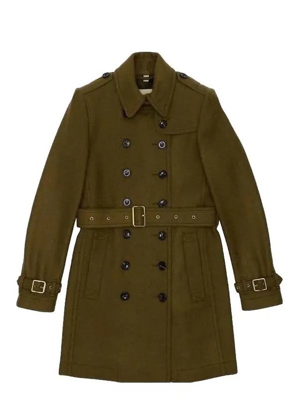 Burberry Double-breasted Coat With Belt And Logo Detail - Brown