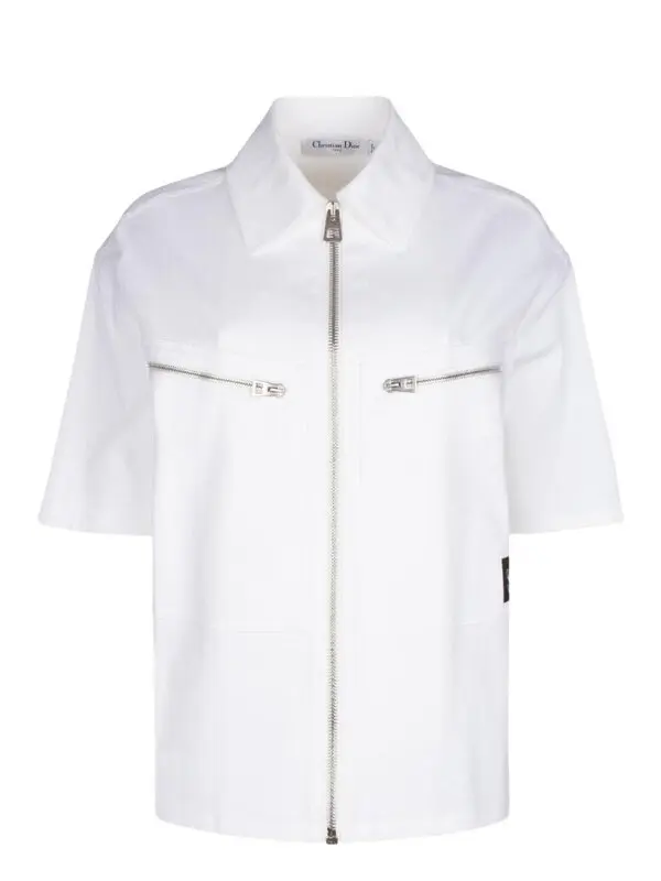 Dior Short-sleeved Zip-up Shirt - White