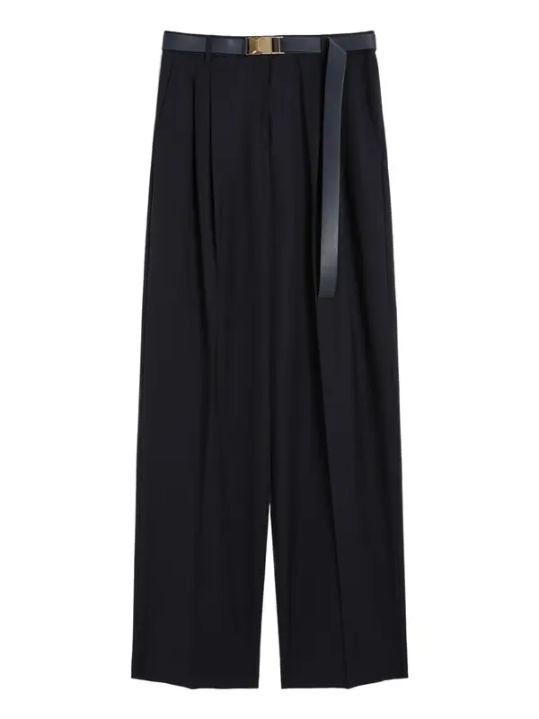 Max Mara Bergamo Belted Pleated Trousers - Blue