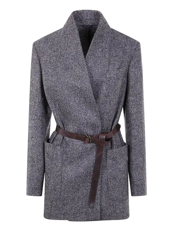 Brunello Cucinelli Belted Jacket - Gray