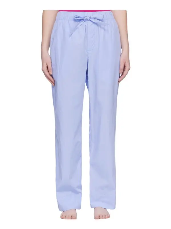 TEKLA Straight-leg Drawstring Pajama Pants With Mother-of-pearl Hardware - Shirt Blue
