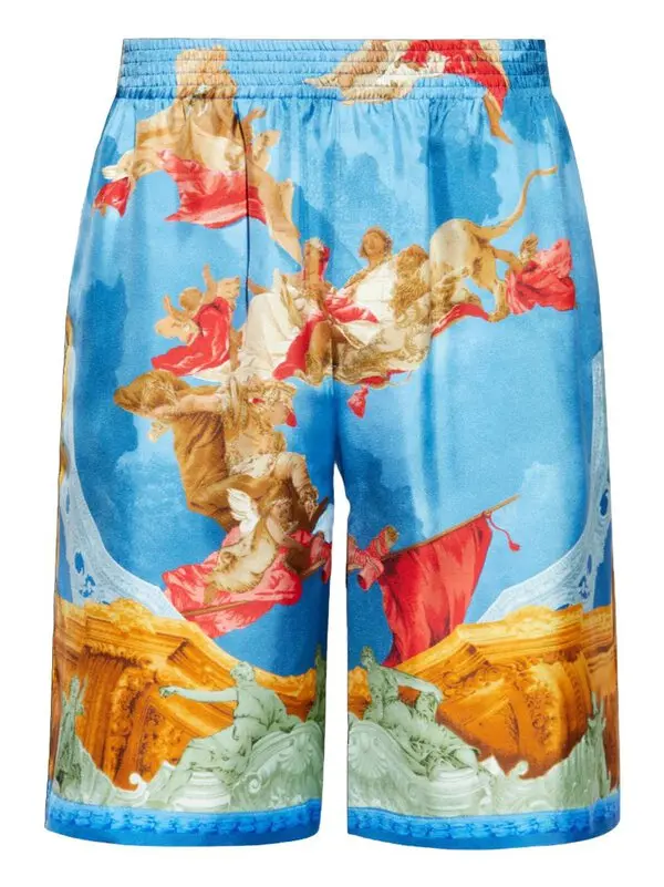 Versace Graphic Print Elasticated Waistband Shorts - Multi-color