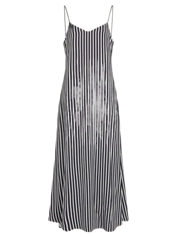 Tommy Hilfiger Sleeveless Striped Maxi Dress - Black