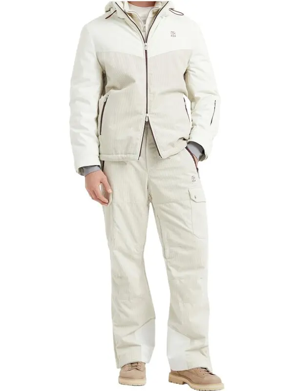 Brunello Cucinelli Padded Parka With Detachable Hood And Zipped Vents - White