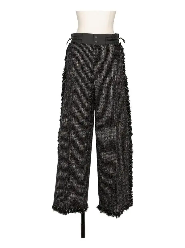 Sacai Tweed Straight Leg Trousers - Black
