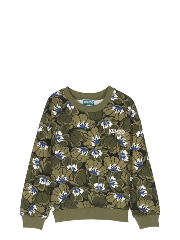 Kenzo Floral Print Cotton Sweatshirt - Green