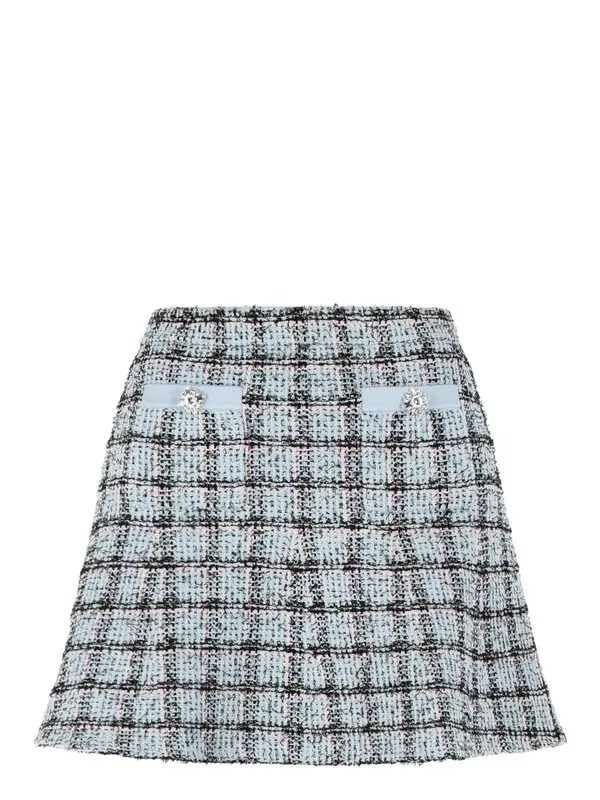 SELF-PORTRAIT Checked Mini Skirt - Blue