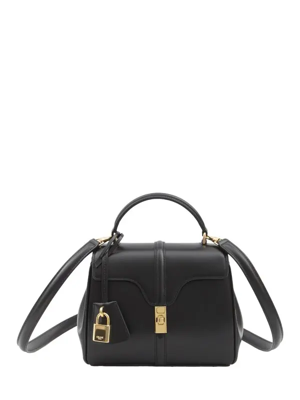 Celine Mini 16 Bag In Satinated Calfskin - Black