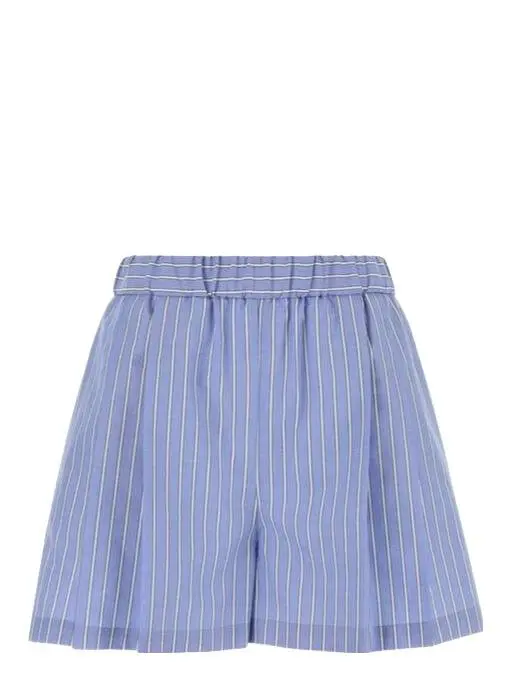 Marni Striped Elastic Waist Shorts - Blue