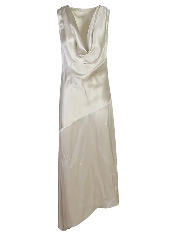 Magda Butrym Sleeveless Cowl Neck Silk Maxi Dress - Beige