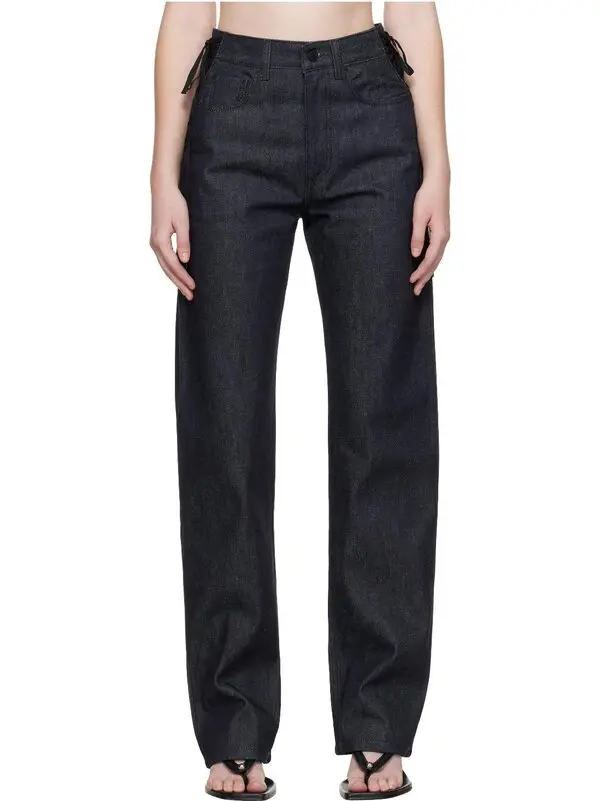 MUGLER Lace-up Straight Jeans - Black