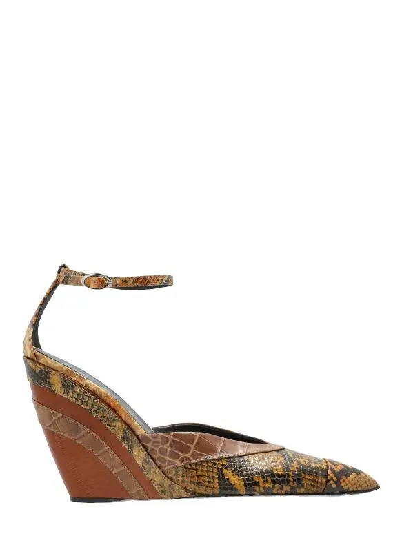 Marni Leather Pointed-toe Wedge With Mixed Animal Print - Brown