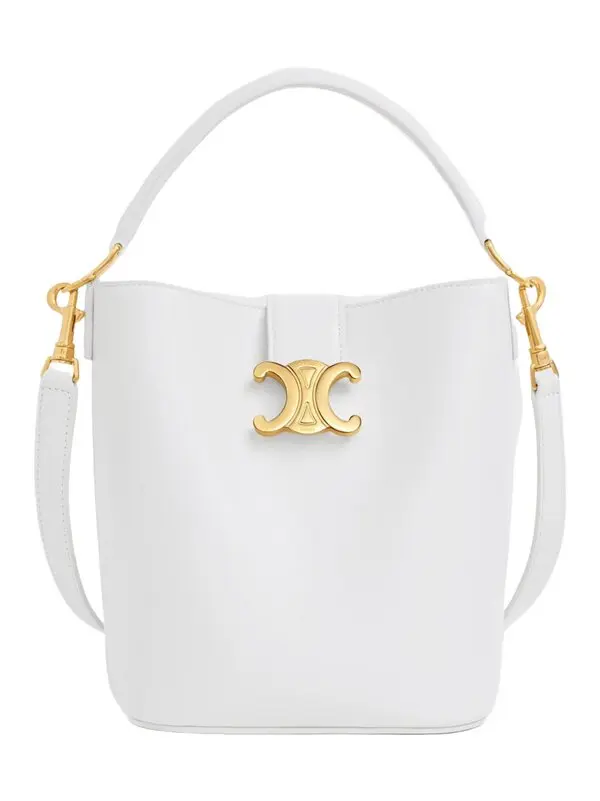 Celine Small Bucket Bag In Smooth Calfskin - Arctic White