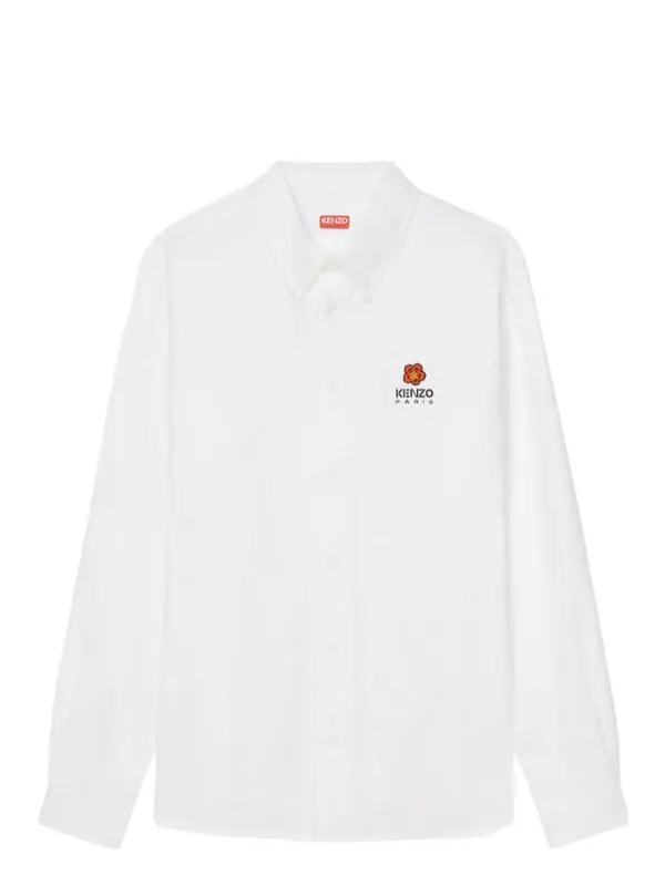 Kenzo Boke Flower Logo Embroidered Buttoned Shirt - White