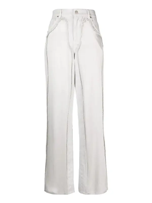 Blumarine Frayed Edge Straight Leg Jeans - White