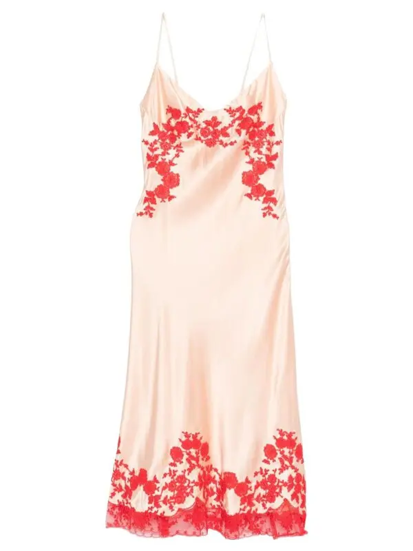 Ermanno Scervino Floral Lace Slip Dress - Peach Floral