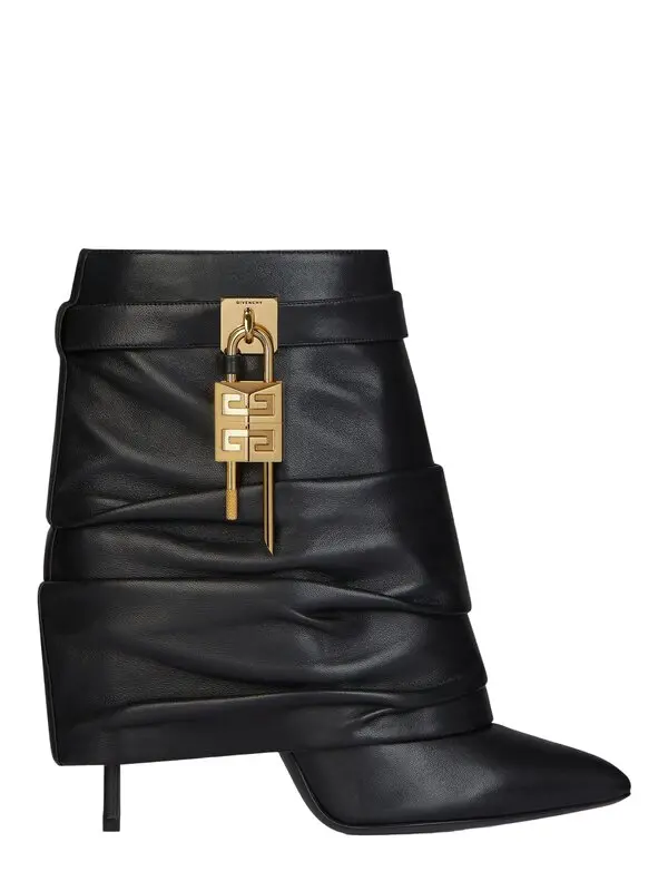 Givenchy Shark Lock Stiletto Ankle Boots In Nappa Leather - Black