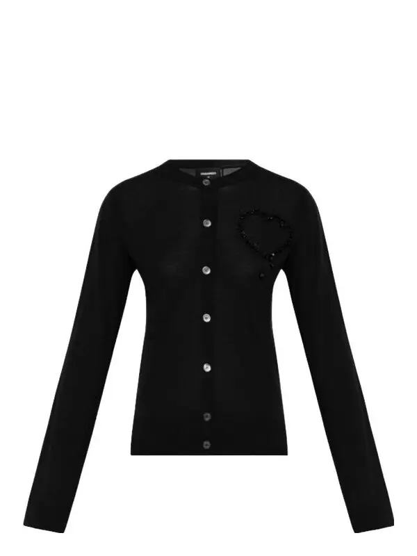 Dsquared2 Embellished Crewneck Cardigan - Black