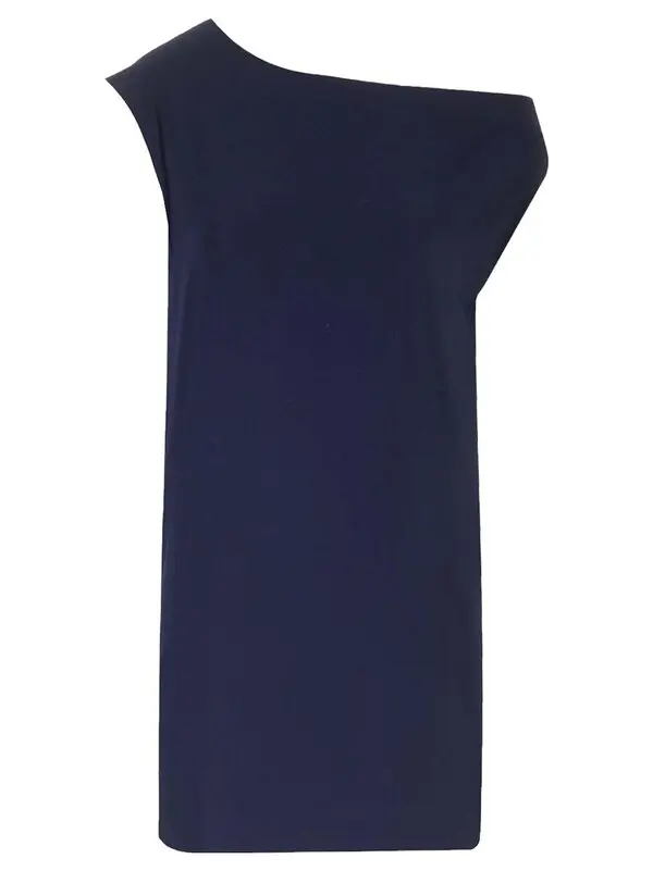Norma Kamali Asymmetrical Shoulder Drop Mini Dress - Blue