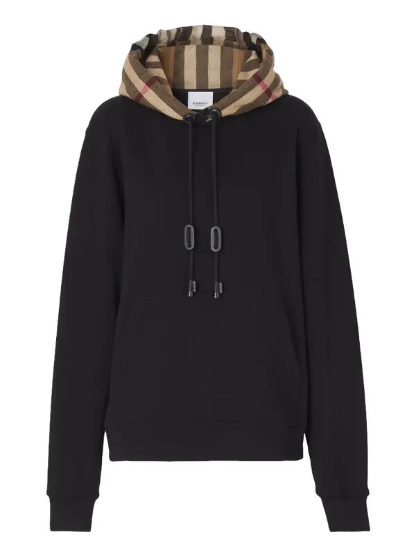 Burberry Vintage-check Cotton Hoodie - Black