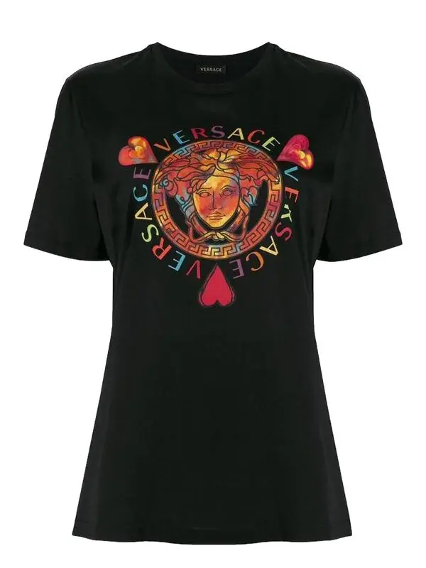 Versace Logo Printed T-shirt - Black