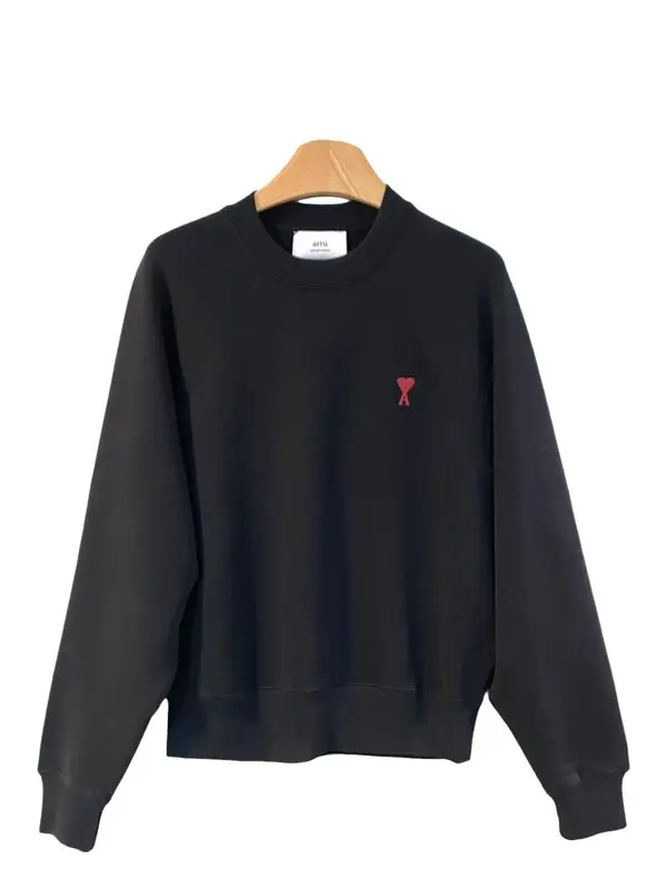 Ami Round Collar Logo Sweatshirt - Black