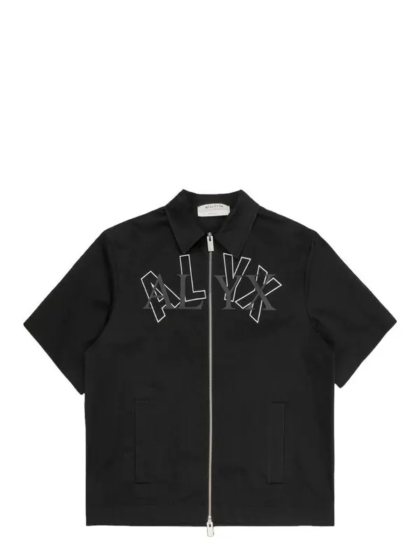 1017 Alyx 9sm Logo Short-sleeve Zip Shirt - Black