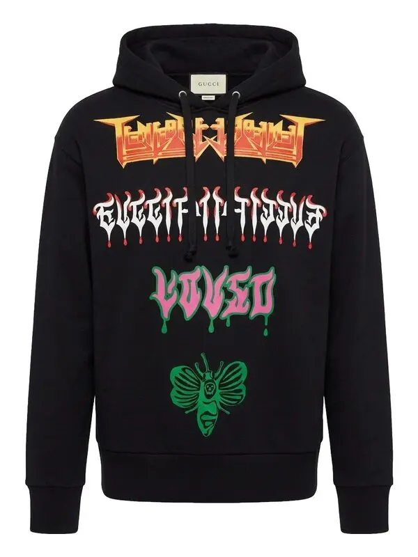 Gucci Printed Hooded Sweater - Black