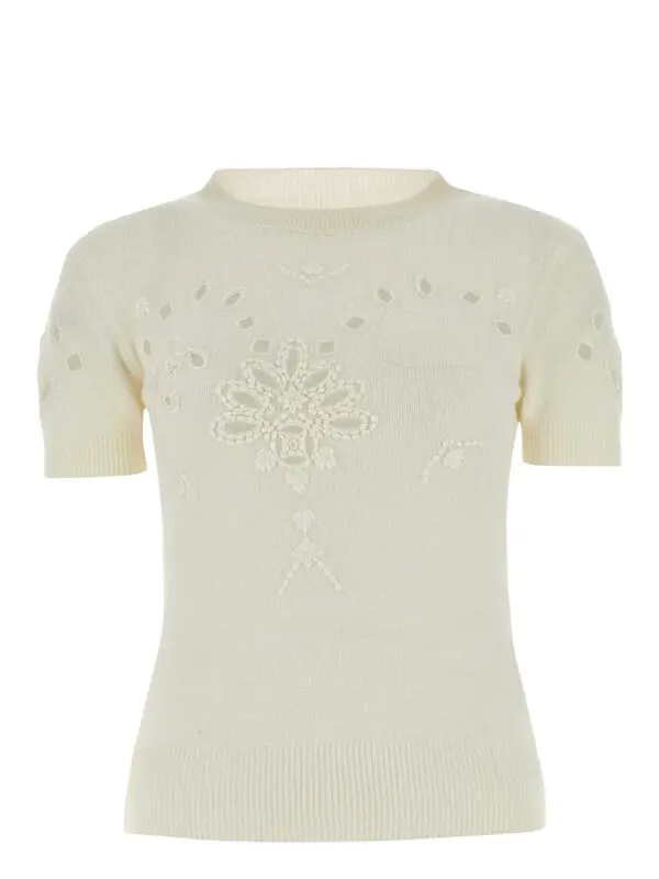 Ermanno Scervino Short-sleeved Sweater With Floral Cutouts - Nude