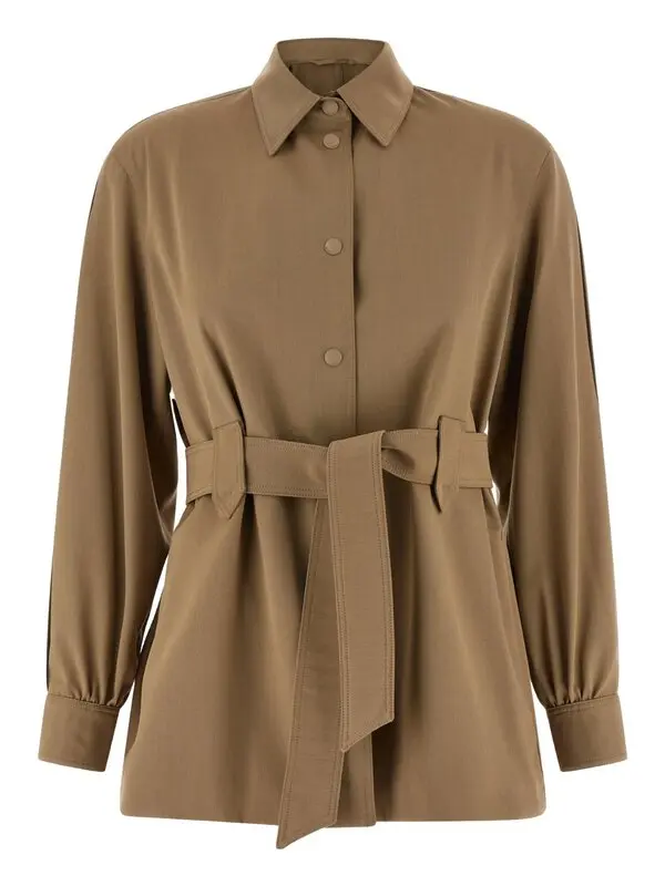 Max Mara Belted Fitted Jacket With Long Sleeves - Brown