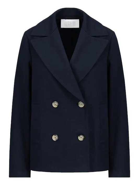 Harris Wharf London Double-breasted Peacoat - Navy Blue