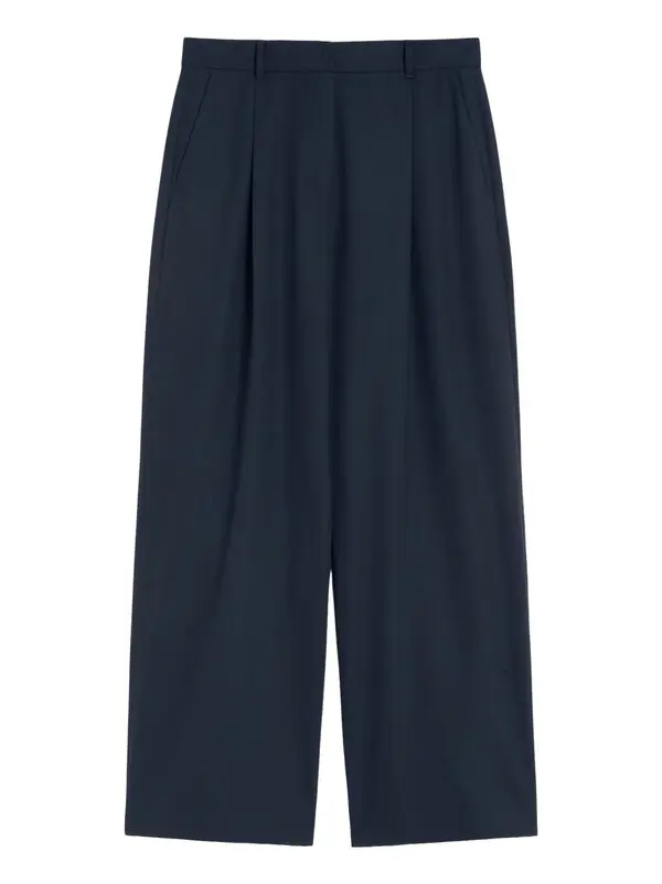 Max Mara Siri Pleated Wide-leg Trousers - Midnight Blue