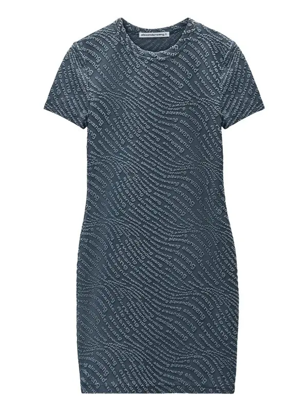 Alexander Wang Textured Logo Mini Dress - Gray