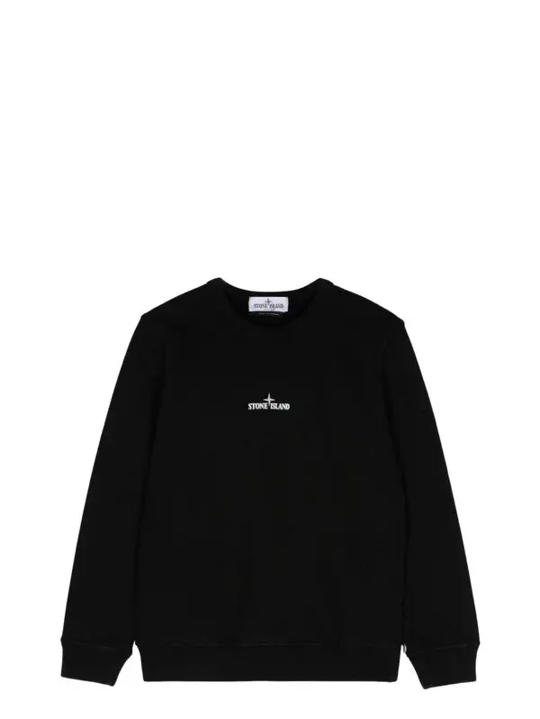 Stone Island Logo-print Organic Cotton Sweatshirt - Black