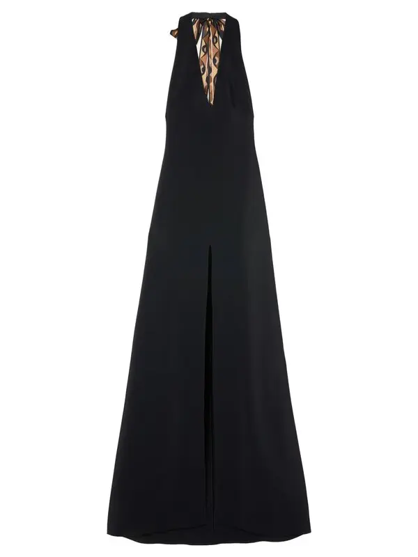 Emilio Pucci Sleeveless Deep V-neck Maxi Dress With Slit - Black