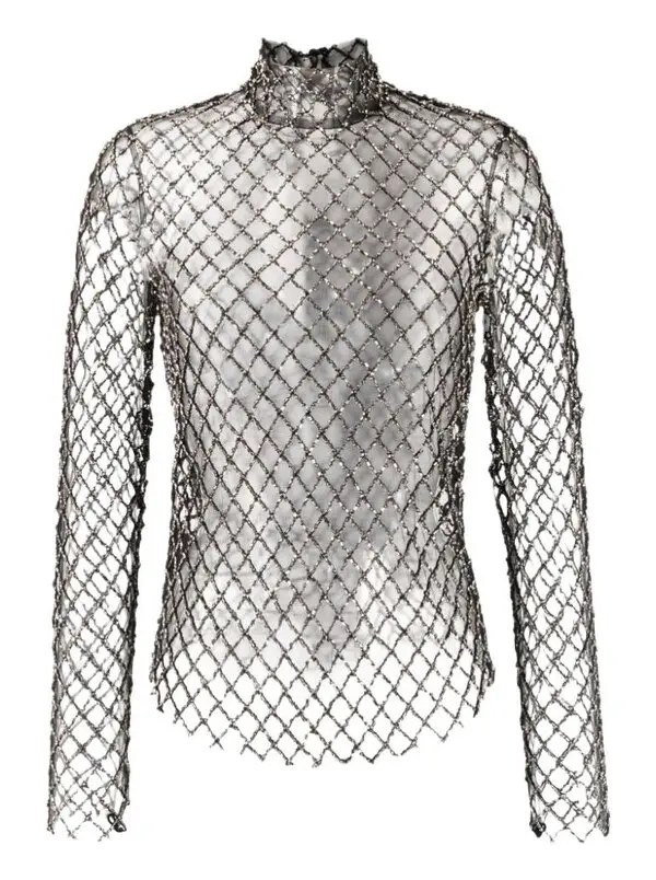 Isabel Marant Étoile High-neck Embellished Long-sleeved Blouse - Gray